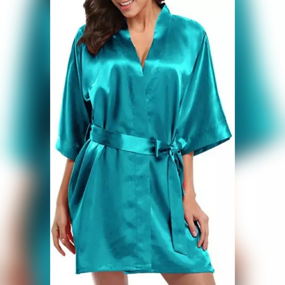 Intimates & Sleepwear | New Teal Sexy Satin Robe | Poshmark